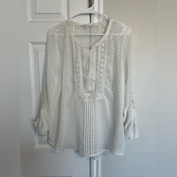 Daniel Rainn | Tops | Anthropologie Daniel Rainn Boho White Ivory Sheer ...